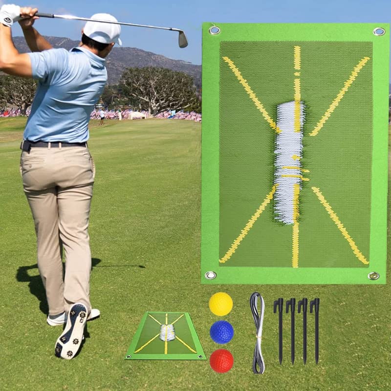 Golf Mat Kit, Golf Training Mat for Swing Detection, Golf Hitting Mat for Path Feedback, Golf Practice Mats That Shows Swing Path, Golf Swing Trainer, Golf Training Aid for The Best Hit Analysis