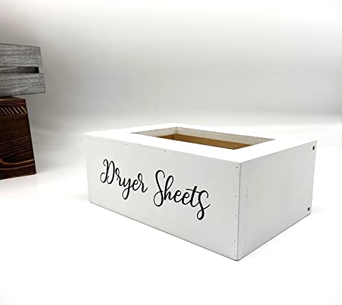 Laundry Dryer Sheet Storage Box/Dispenser for softener, fabric sheets. Elegant & classy to enhance any laundry area, WHITE