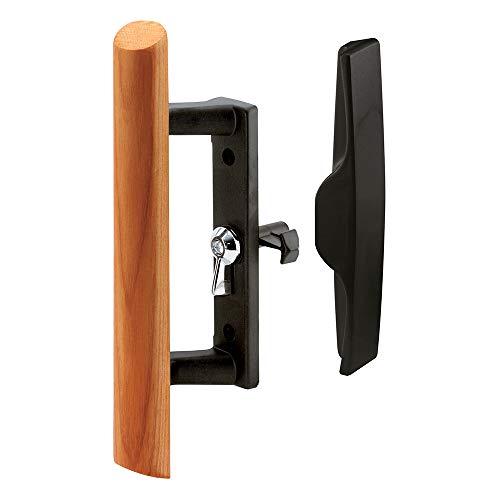 Prime-Line MP1095 Sliding Door Handle, 3-1/2 In., Diecast and Wood, Black, Hook Style (Single Pack)