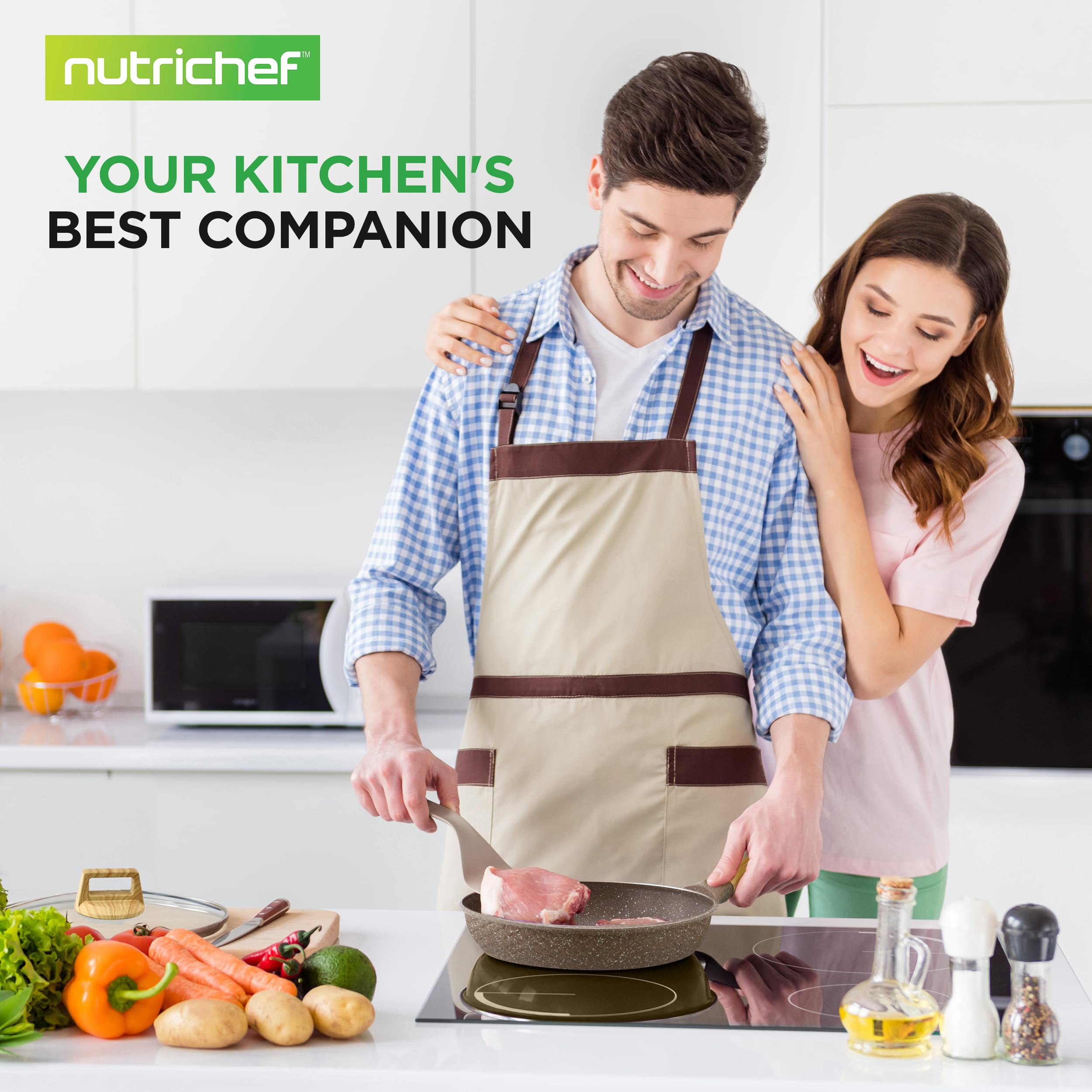 Nutrichef 22-Piece Maroon Marble Non-Stick Cookware and Bakeware Set - Professional Home Kitchen Collection with Multi-Sized Pots, Pans, and Heat-Resistant Tools