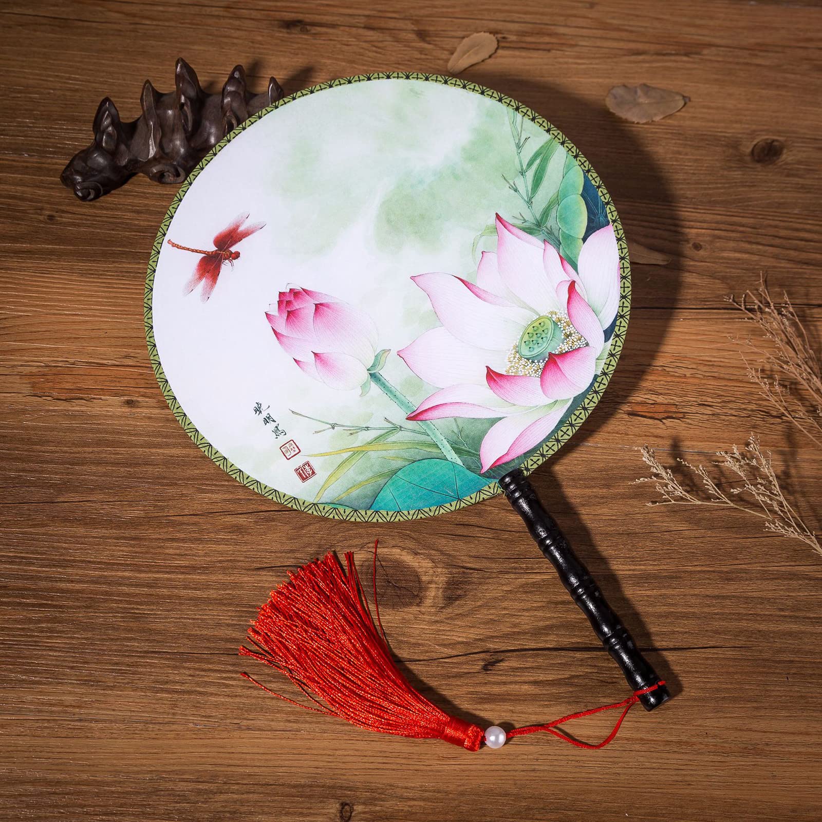 FAYERY Fan Group Fan Chinese Style Classical Palace Fan Double-Sided Women's Round Palace Dance Fan Hanfu Fan