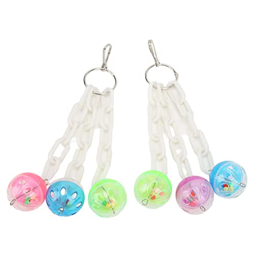 Xirfuni Bird Ball Toys, Plastic Bird Cage Ball Attractive Relieve Anxiety 2 Strings Biting with Hooks for Macaw for Budgie for Cockatiel