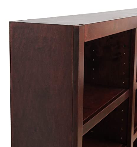 Traditional 84" Tall 18-Shelf Triple Wide Wood Bookcase in Cherry