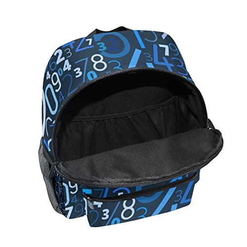 NFMILI (Blue Numbers Kid's Toddler Backpack for Boys Girls Cute Schoolbag Lightweight Bag with Chest Clip