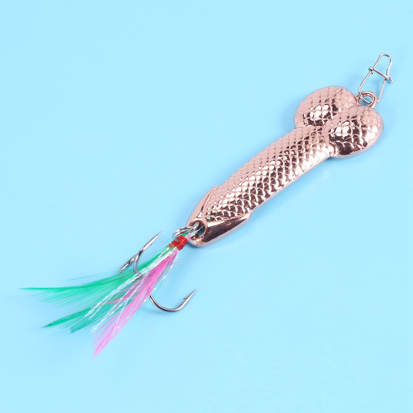 Fayme 1Pcs Fishing Lures Tackle Hook Dick Spinner Spoon Pike VIB Wobble Tackle Hook(Rose Gold 21g)