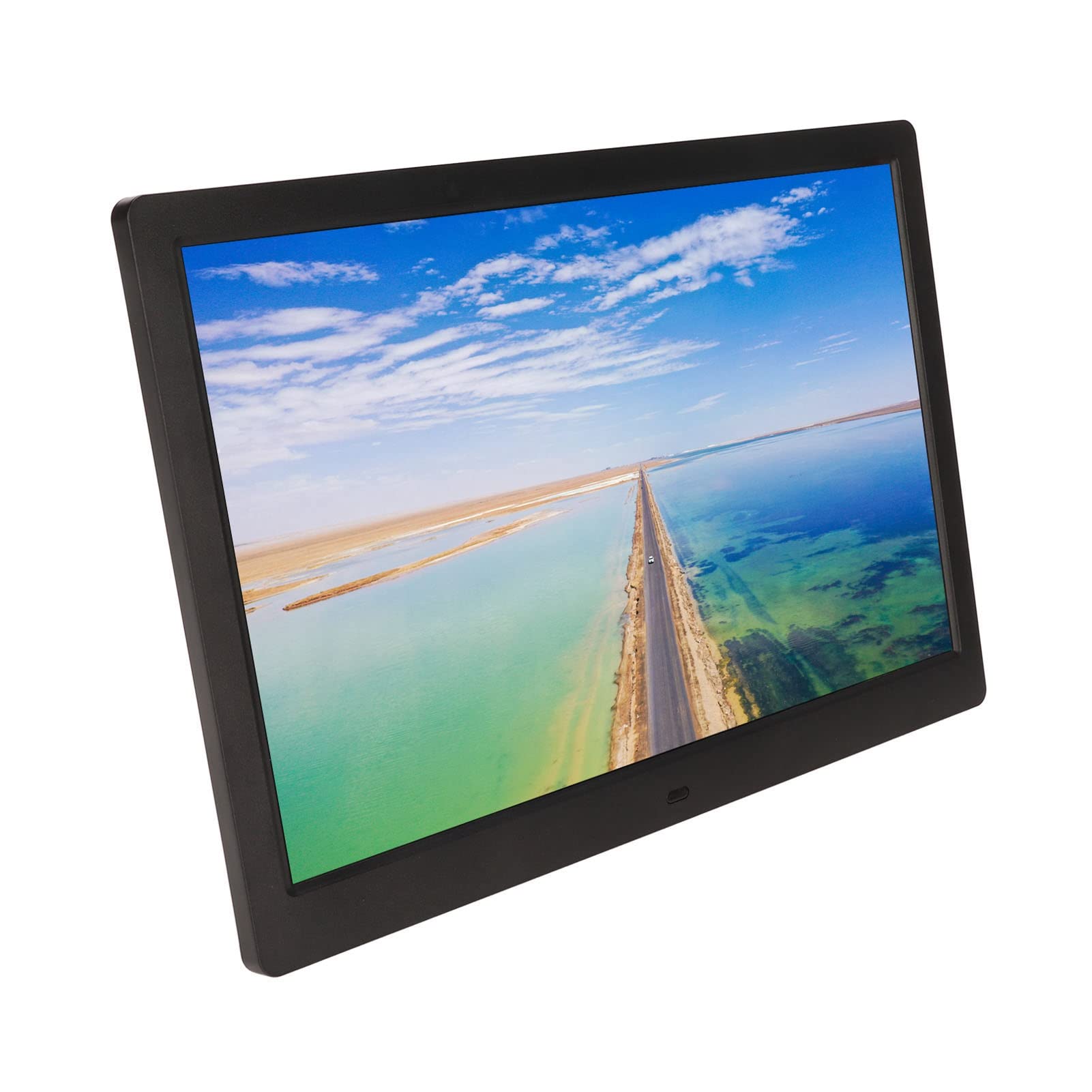 Electronic Photo Album, Play Black Alarm Clock Timer Switch Digital Picture Frame 14.1 Inch HD LED Display with Desktop Stand for Office (US Plug)