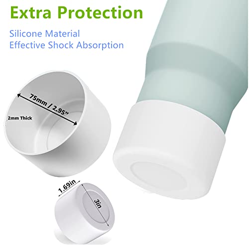 XSHNUO 2 Pcs Silicone Boot for Stanley Quencher Adventure 40oz with Handle & Stanley IceFlow 20oz 30oz, Anti-Slip Water Bottle Bottom Sleeve Cover Stanley Cup Accessories (White-purple)
