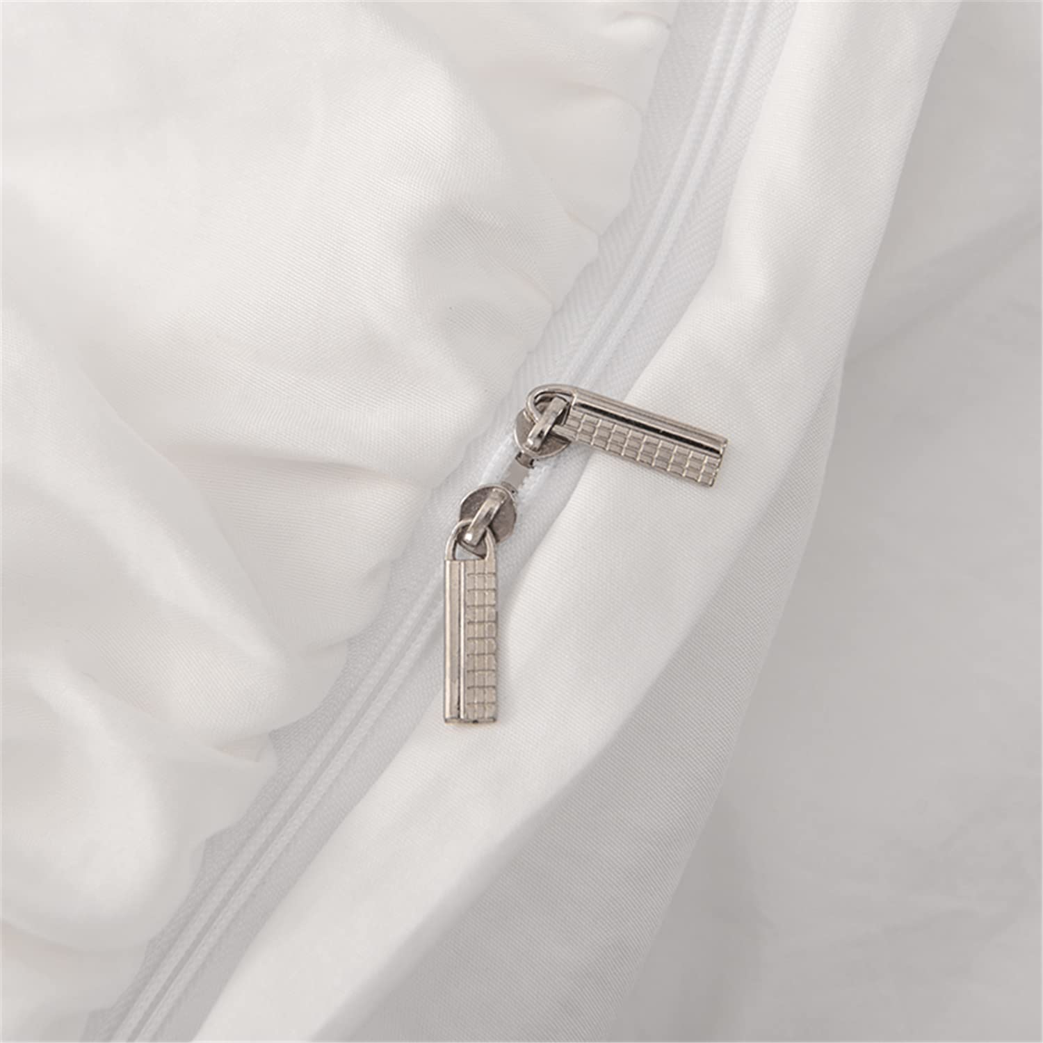 Soukach/SOUKECHY White Shabby Chic 3 Pieces Bedding,Vintage Ruffled Queen Duvet Cover Set with 2 Layers Ruffles,Soft Brushed Microfiber Set with Zipper Closure(Queen, White)