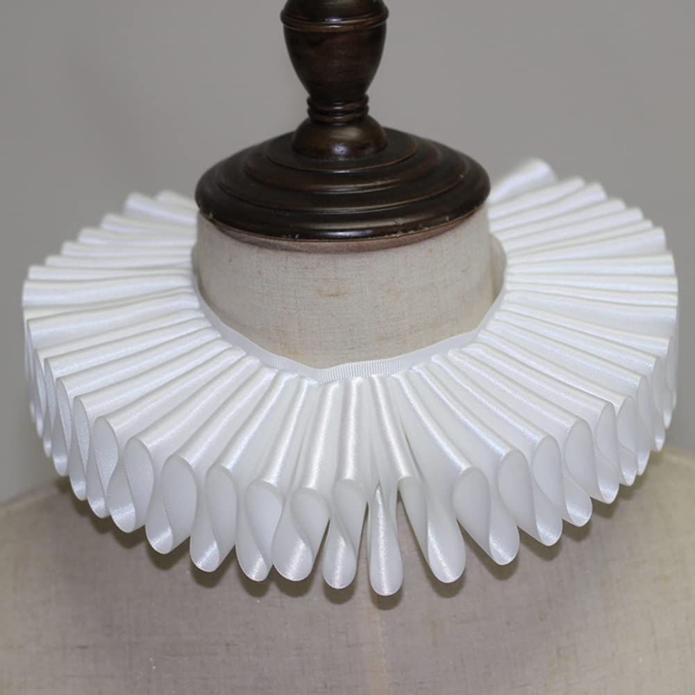 Elizabethan Collar,Renaissance Ruffle Clown Collar Victorian Colonial Dickens Neck Lace Neck Collar White