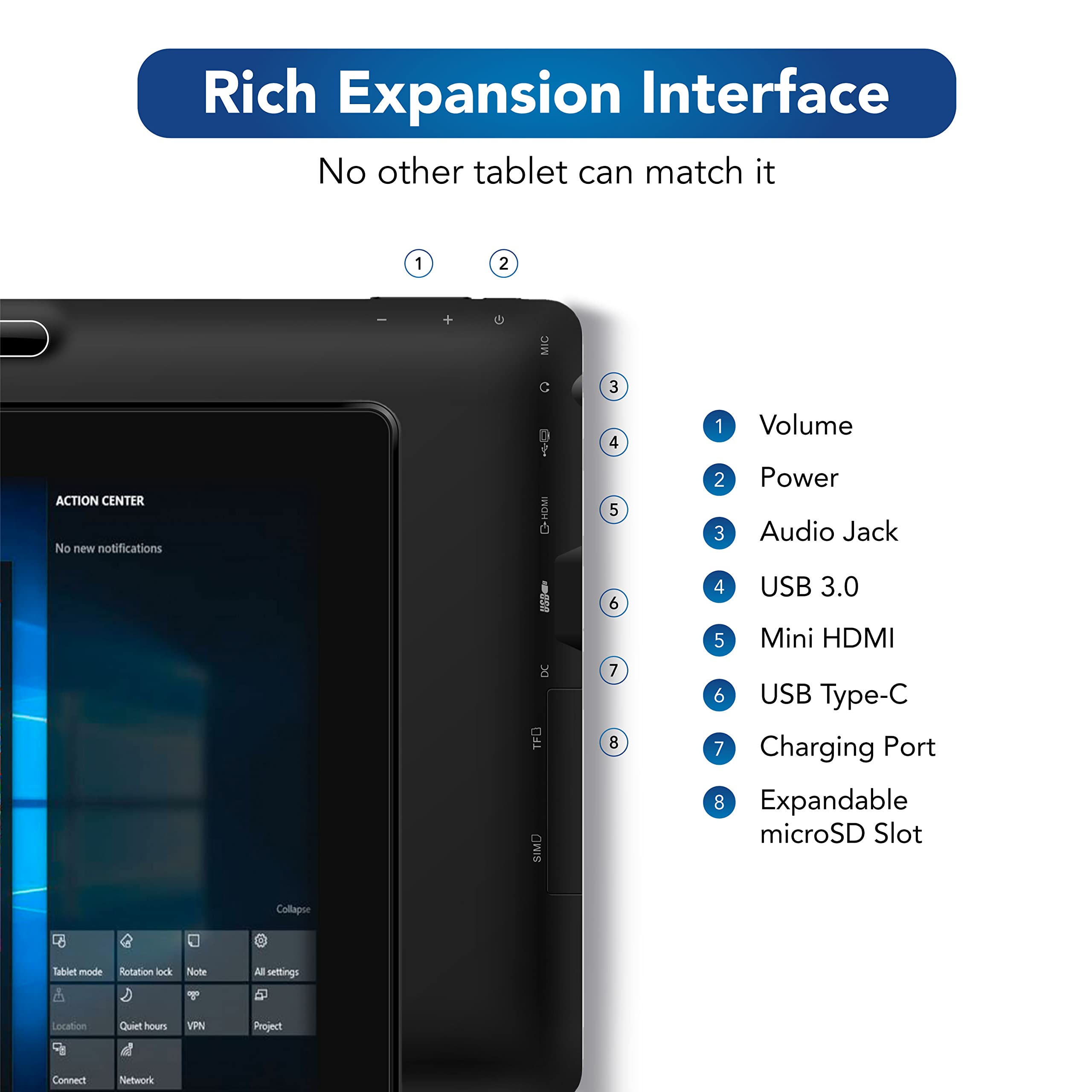 Hyundai HYtab Pro 10.1 Inch 2 in 1 Tablet Windows - FHD 1920 x 1200, Windows 10 Pro, 4GB RAM, 64GB Storage, Tablet with Keyboard Folio Case and Bluetooth Mouse, Black