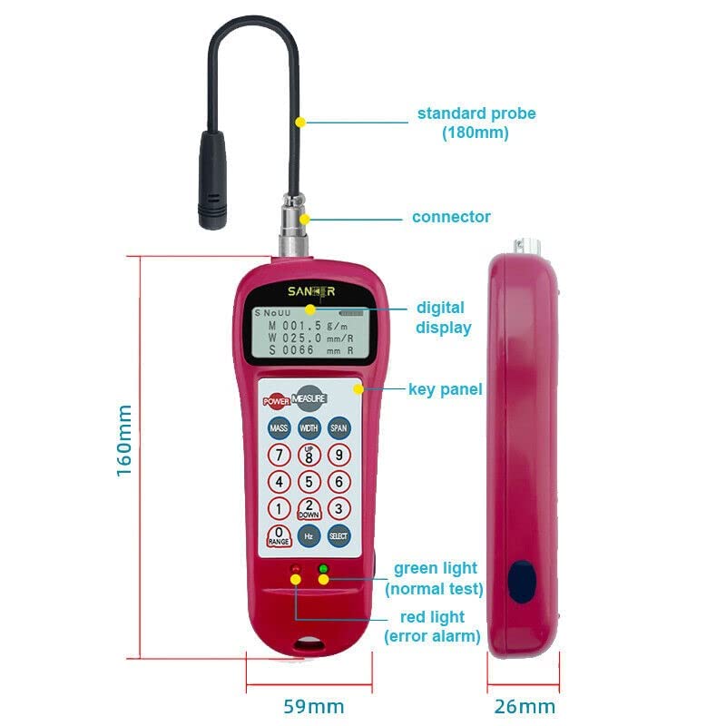 QIUSUO Precise Sonic Belt Tension Meter Sonic Belt Tensiometer Sonic Tension Meter Sonic Belt Meter for Most Belt Types with Frequency Range 10Hz-5000Hz Tension Range 0.01-99900N LCD Backlit Display