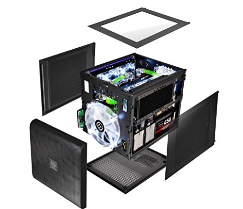Thermaltake Core V21 SPCC Micro ATX, Mini ITX Cube Gaming Computer Case Chassis, Small Form Factor Builds, 200mm Front Fan Pre-installed, CA-1D5-00S1WN-00 Black