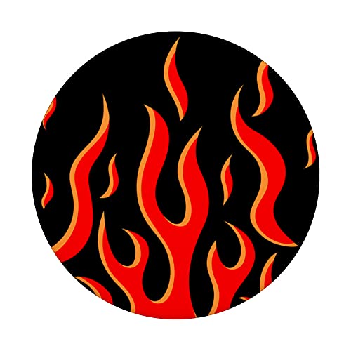 Y2K Red Flame Fire Pattern Psychedelic Aesthetic Phone PopSockets Swappable PopGrip