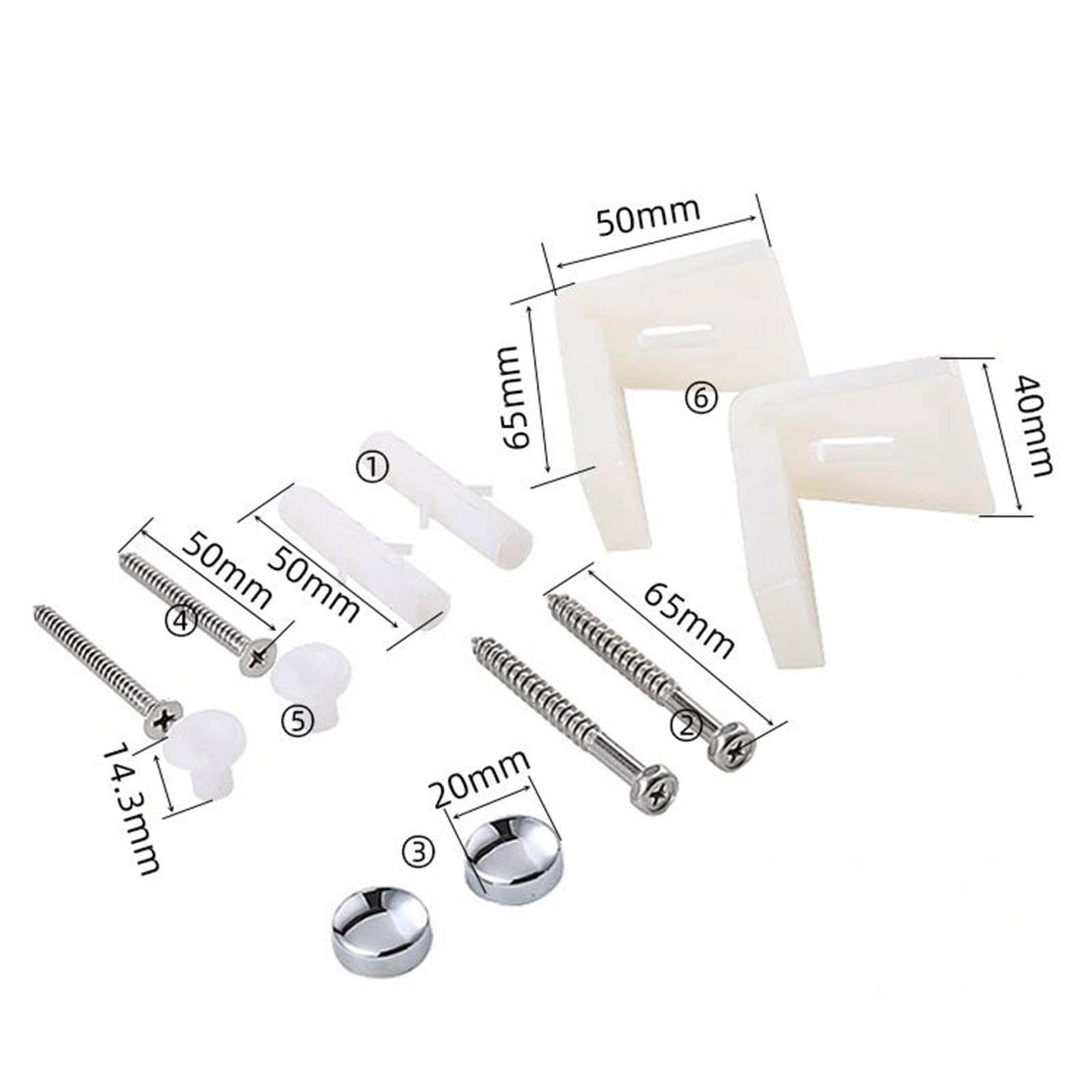 Generic Toilet Foot Mounting Screws Bathroom Angled Floor WC Toilet Pan Bidet Toilet Seat Hinge Repairment Bathroom Fitting Kits, White