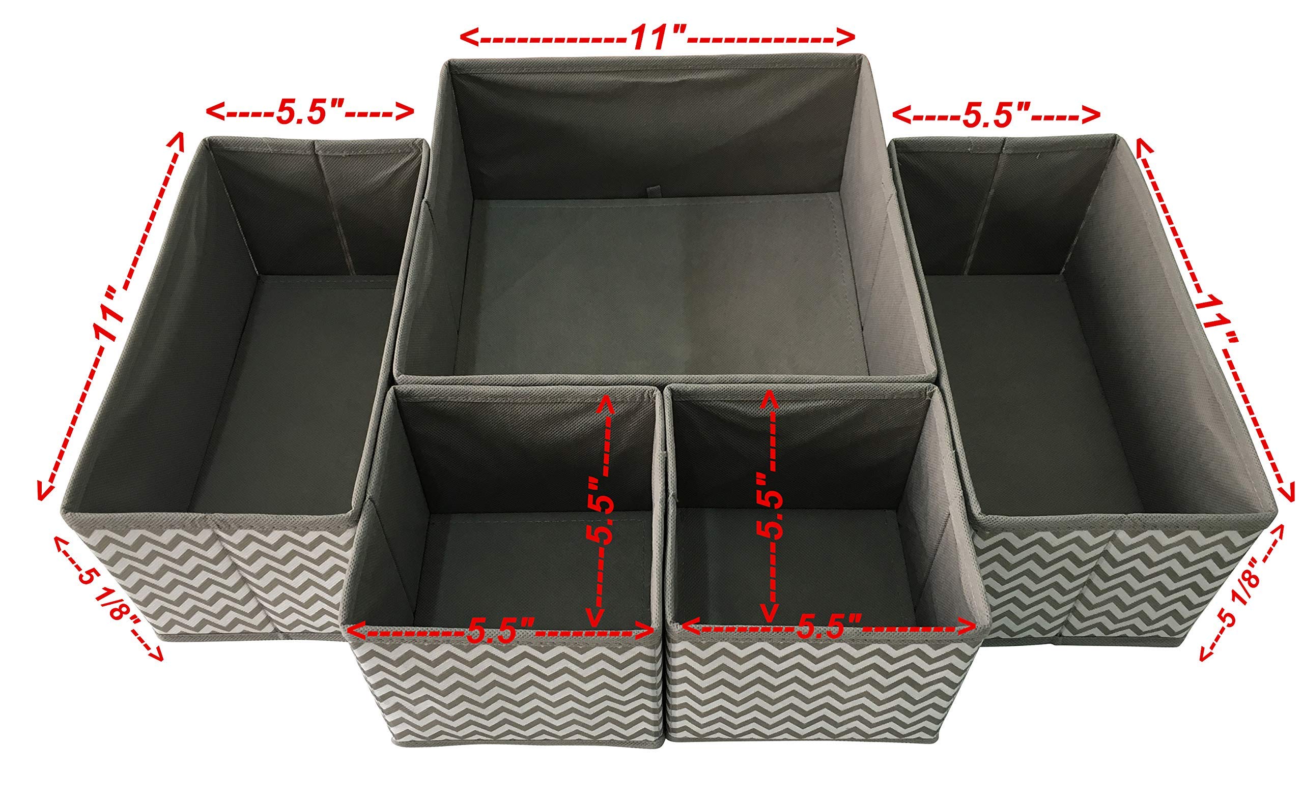 Sodynee Foldable Cloth Storage Box Closet Dresser Drawer Organizer Cube Basket Bins Containers Divider with Drawers for Underwear, Bras, Socks, Ties, Scarves, 6 Pack, Stripe