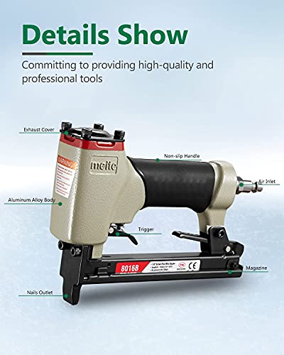 meite 8016B Upholstery Stapler-21 Gauge 1/2-Inch Crown 1/4-Inch to 5/8-Inch Pneumatic Fine Wire Stapler