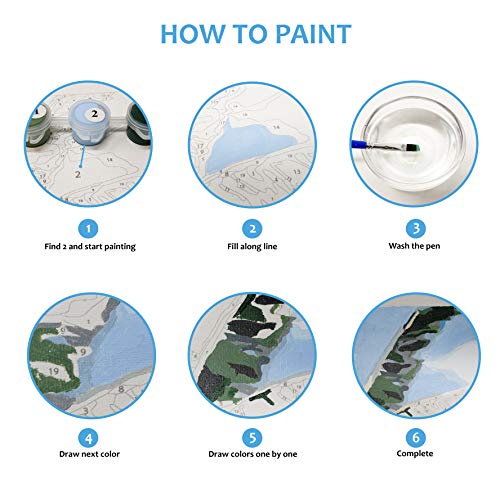 RMANA Acrylic Paint by Number Landscape On Canvas Art for Beginner Adults Students Teens Painting by Numbers DIY Arts Crafts Peinture Numero Advanced Abstract- Sunny Beach Palm Tree