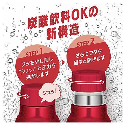 Thermos FJK-750 R Water Bottle, Insulated Carbonated Drink Bottle, 25.4 fl oz (750 ml), Red, For Cold Insulation Only