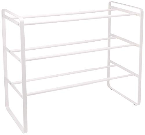 Yamazaki 7555 Extendable Shoe Rack, Frame, 3 Tiers, White