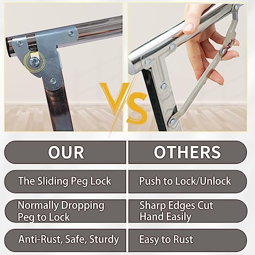 HYZSWGC Foldable Clothes Drying Rack, 95 Inches Adjustable Stainless Steel Laundry Drying Rack with 20 Windproof Hooks for Clothes, Blanket, Llinens, Shoes, Indoor/Outdoor