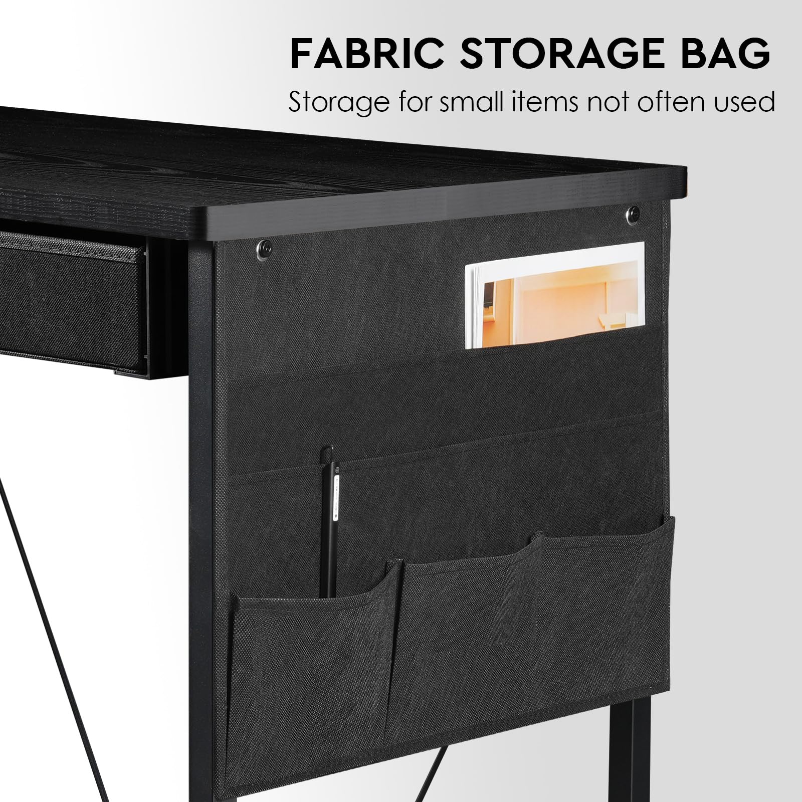 Maihail Maihail Small Desk with Drawers, 31.5 inch Small Computer Desk with Drawers, Writing Desk for Small Spaces, Small Office Desk with Metal Frame, Black