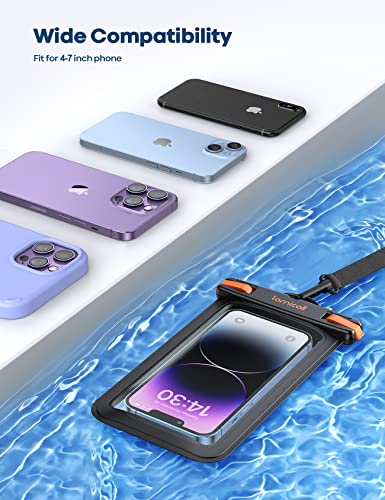 Lamicall Waterproof Phone Pouch Case - [2 Pack][Easy Lock & Heavy Duty] IPX8 Water Proof Cell Phone Dry Bag for iPhone 14 13 12 11 XS XR X Pro Max Plus Mini, S22 S21 Ultra, more 4-7" Cellphones, Black