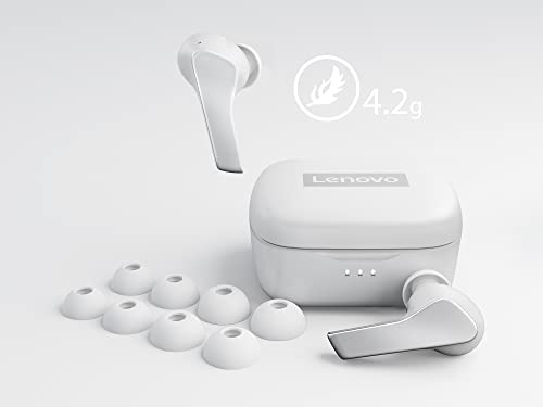 Lenovo Smart True Wireless Earbuds - Smart Switch Fast Pair - Active Noise Cancelling Earphones with Wireless Charging Case - 28 Hrs Playtime Headphones - 6 Built-in Mics - Bluetooth - White