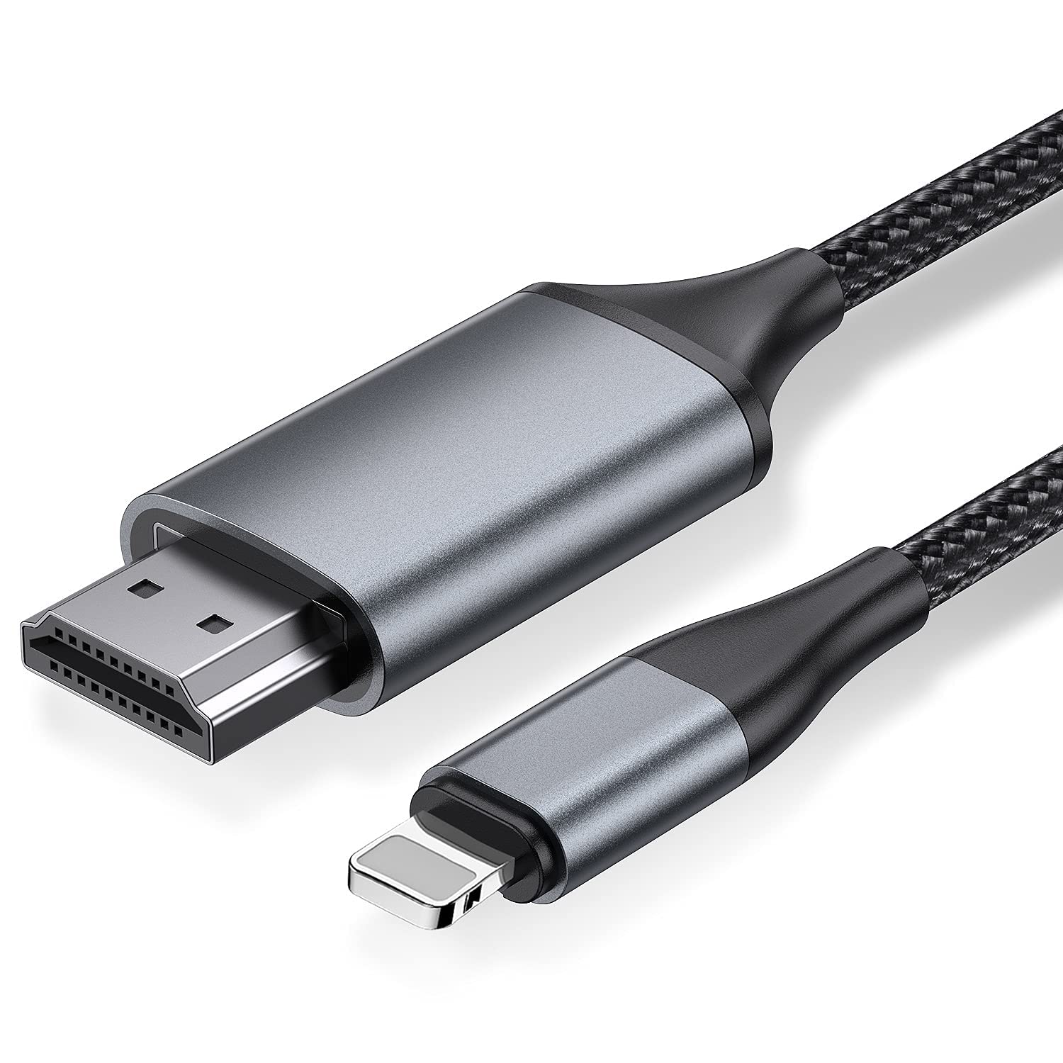 Luyuan Inc HDMI Cable for iPhone, HDMI Converter Cable 2.0m, Phone/Pad/Pod to TV, HDMI Connection Cable, OS 11, 12, 13, 14, YouTube TV Output, High Definition HD1080P Grey, 2M