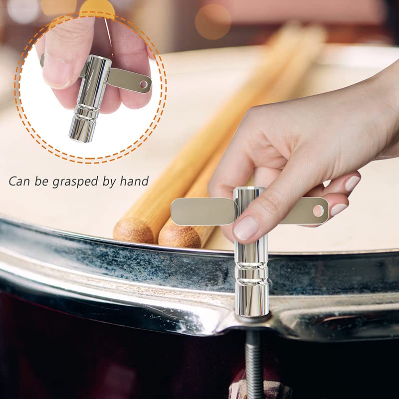 Hofeztey Drum Key, Drum Key Tool Stainless Steel, 4 PCS Drum Tuning Key include Continuous Motion Speed Drum Key, Sturdy Drum Key Turner Fit for Snare drum kit & Kids Drum, Universal Drum Key Keychain