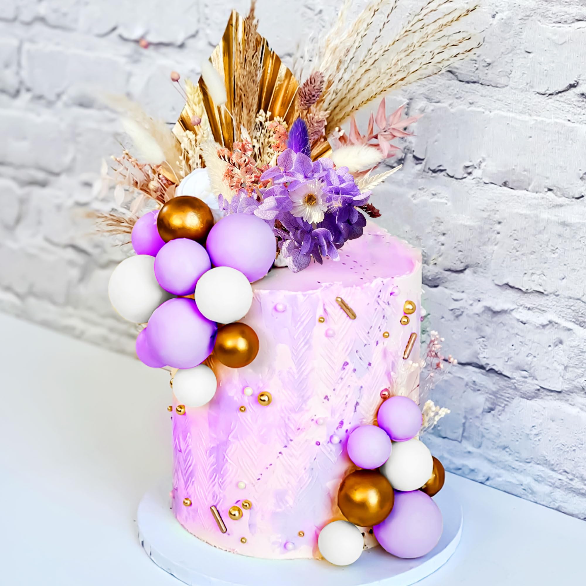 JeVenis Purple Cake Topper Boho Cake Decorations Cake Flowers Decorations Floral Cake Topper for Baby Shower Wedding Bridal Birthday Party Supplies