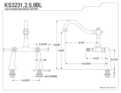 Kingston Brass KS3231BL Restoration Clawfoot Tub Faucet, 8-1/2", Polished Chrome