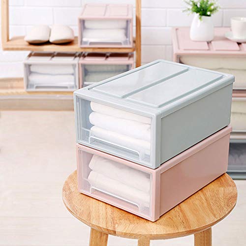 HEVIRGO Clothes Storage Bins Box,Wardrobe Clothes Organizer, Household Plastic Transparent Stackable Drawer Storage Box Container Organizer for Bedding, Blankets, Toys, Books Beige XXXL