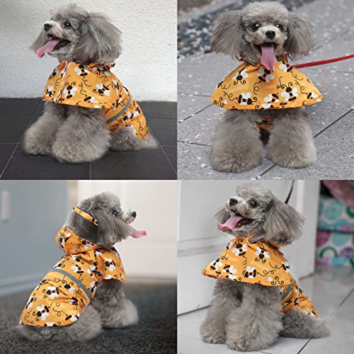 KTHZI Dog Raincoat Adjustable Pet Waterproof and Windproof Clothes Lightweight Rain Jacket Poncho for Hoodies with Strip Reflective(Bee,Medium,Y44)