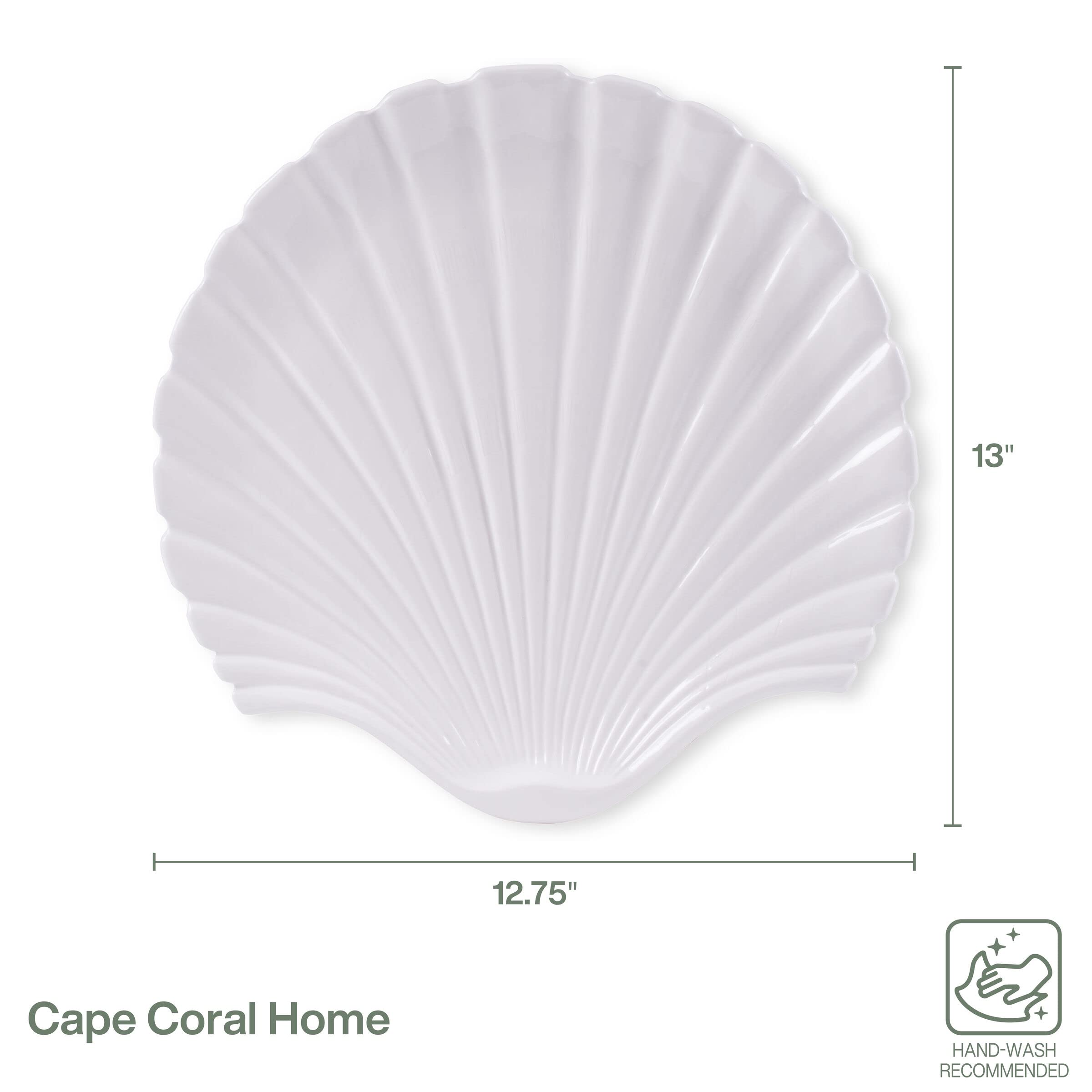 Fitz and Floyd Cape Coral Coastal Shell Platter, 13 Inch, White