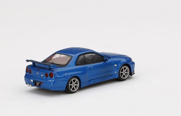 True Scale Miniatures Model Car Compatible with Nissan Skyline GT-R (R34) V-Spec II Bayside Blue Limited Edition 1/64 Diecast Model Car MGT00341