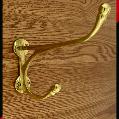 ZhongWang Hardware HB003 Bright Brass Coat & Hat Big Double Hooks/Abrigo y Sombrero de latón Brillante ganchos dobles Grandes