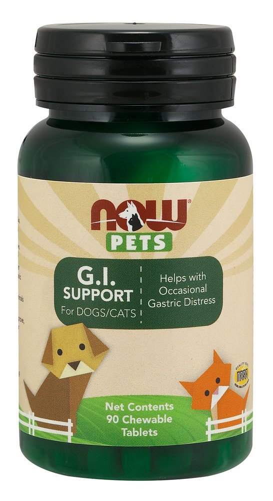 NOW Foods Pet Health, G.I. Support Supplement, Formulated for Cats & Dogs, NASC Certified, 90 Chewable Tablets