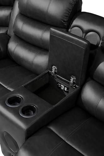 Kingway Inc Dexon Sectional Recliner Sofa Set for living room, Black
