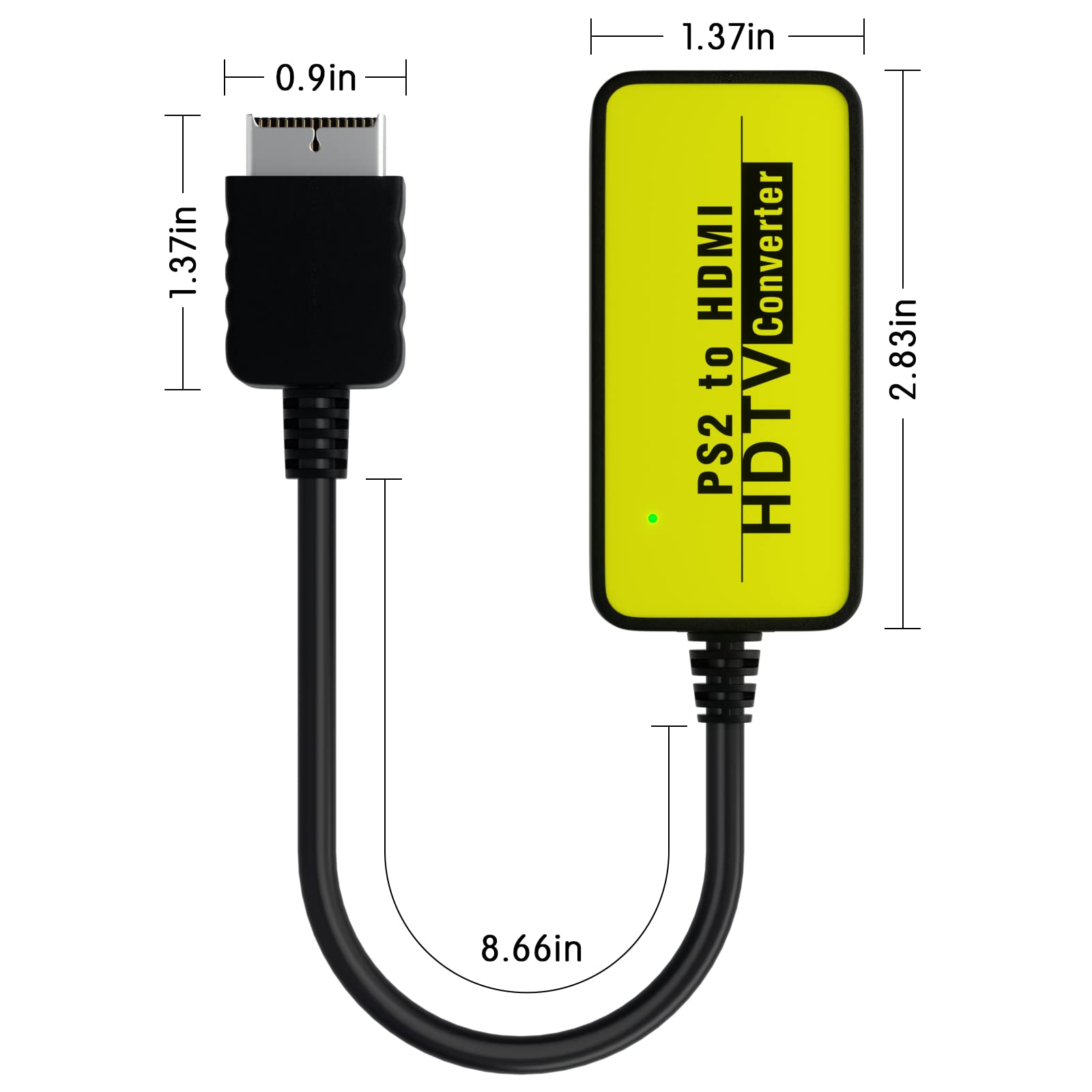 Hisewen PS2 HDMI Adapter, PS2 HDMI Cable for Sony PlayStation 2 Slimline with HD Link Cable (Support Y Cb/Pb Cr/Pr Signal Output)