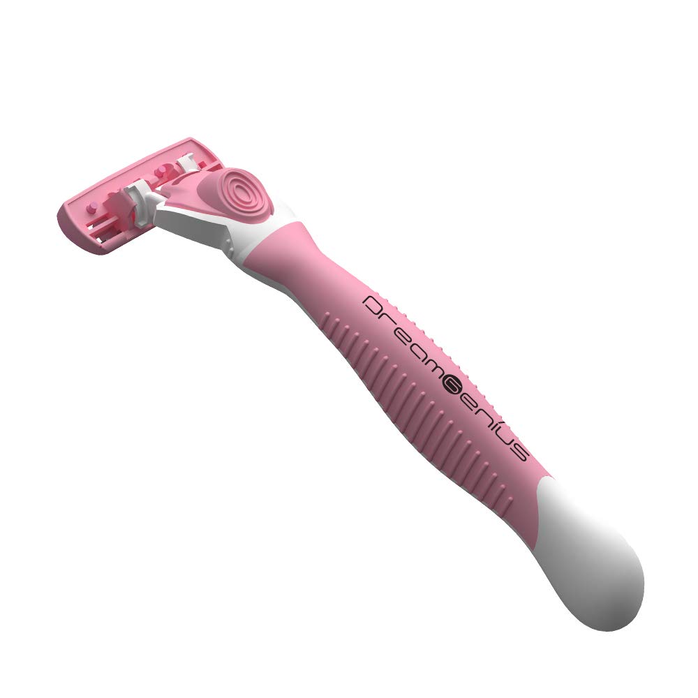 DreamGenius Razors for Women Shaving,6-Blade Includes 2 Handles and 19 Refills,Value Shaver Pack, Non-Slip Travel Carry,Pink