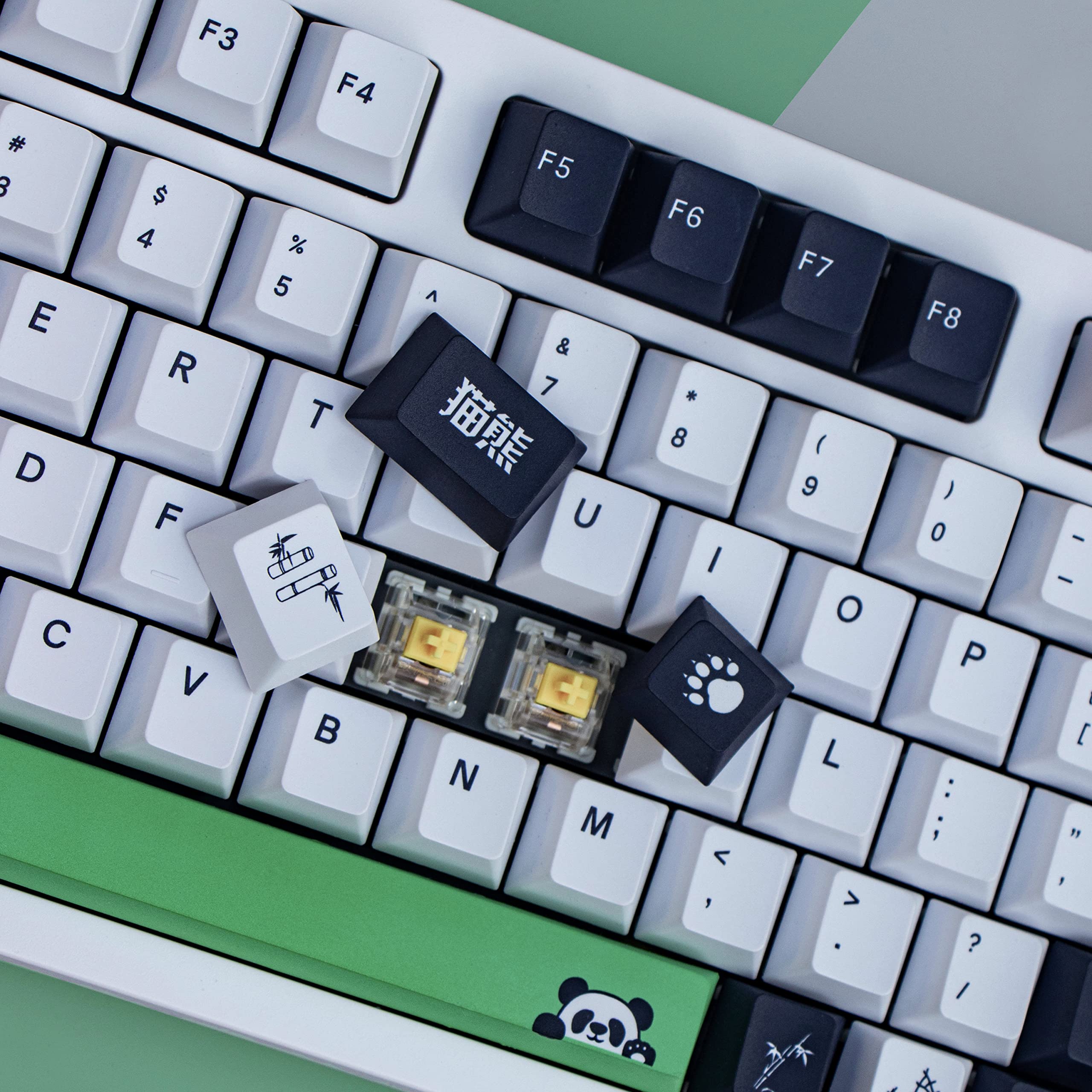 LWMIDOUZ PBT Keycaps,130 Keys Dye-Sublimation Cherry Profile keycap Custom Keycaps for 61/64/68/75/87/96/98/104/108 Mechanical Gaming Keyboard Green