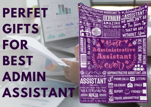 InnoBeta Administrative Professional Day Gifts for Administrative Assistant, Bed Flannel Plush Blanket For Women/Men (50"x 65") - Best Administrative Assistant Ever - Purple