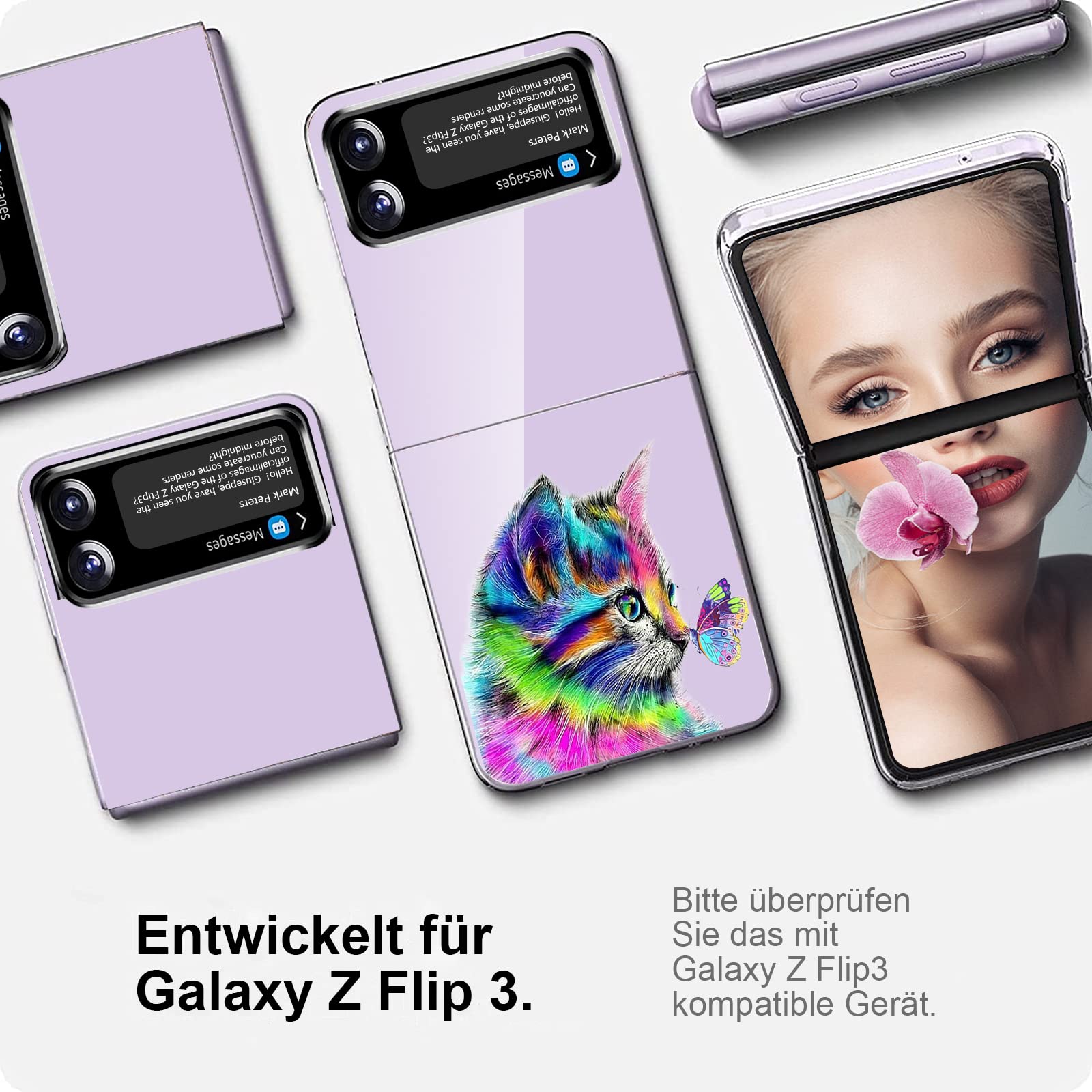 Compatible with Samsung Galaxy Z Flip 4 Case Clear Slim Protective Cases Cat TPU Z Flip 4 Back Cover Full Body Protector Animal Thin Phone Case for Samsung Galaxy Z Flip 4 5G 6,7” (B)