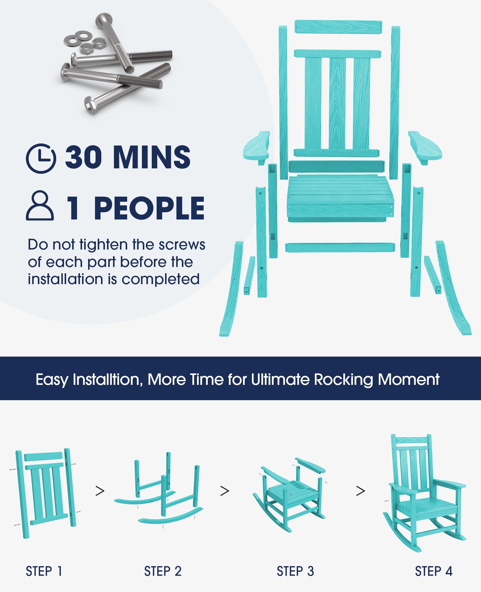 KINGYES Outdoor Patio Rocking Chair, Aruba