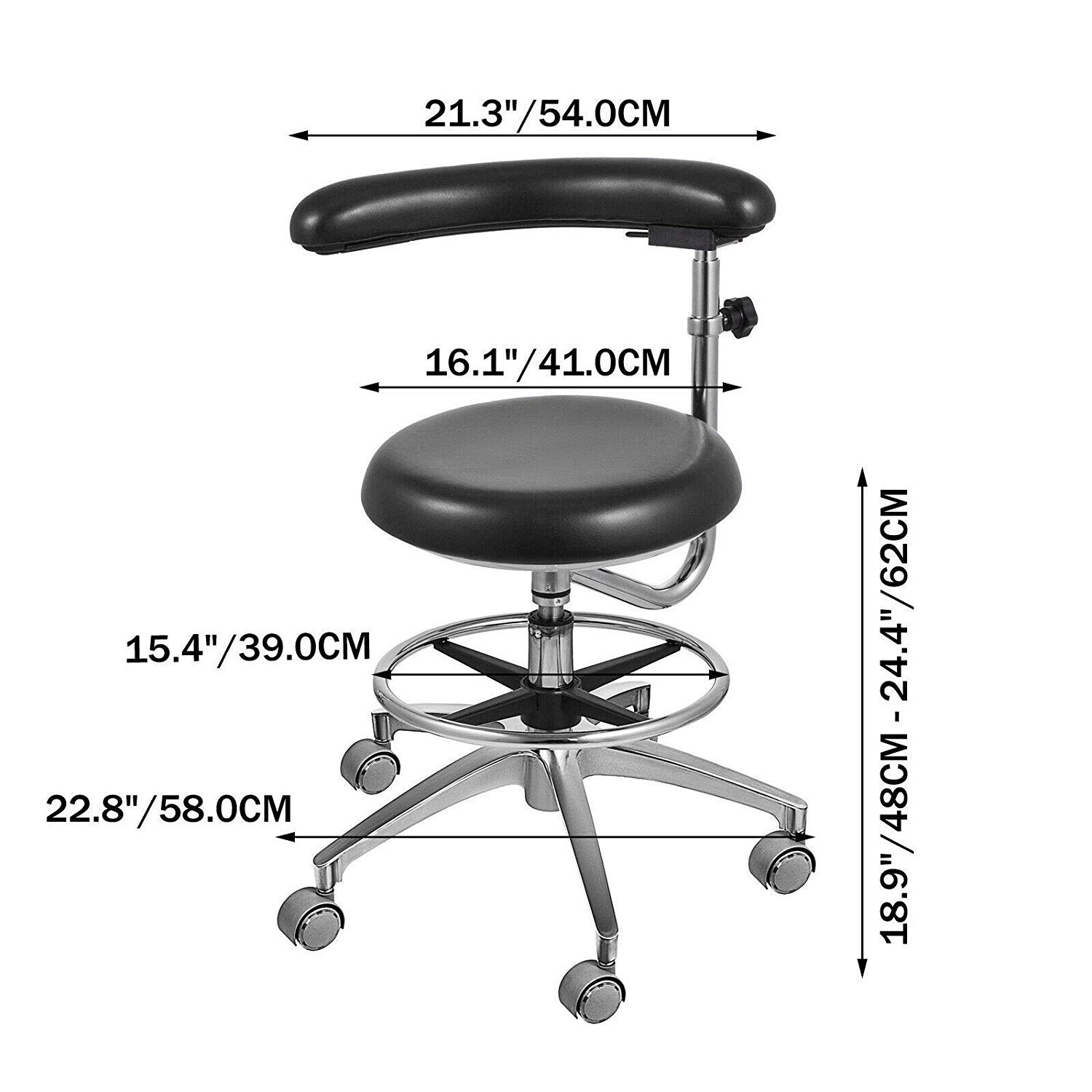 NSKI Dental Stool Medical Assitant Nurse Chair 360° Rotation PU Leather Black US Stock