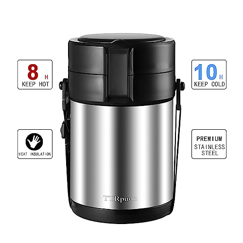 TTrpuon 82oz Thermos For Hot Food container 8 Hours, 3 Tier Wide Mouth Insulated Food Container, luncheaze lunch box for Work Office Outdoors Picnic (Stainless steel)