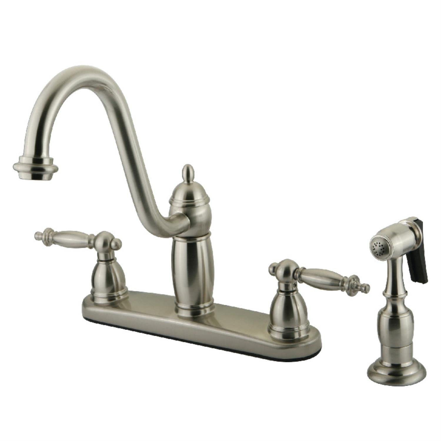 Kingston Brass KB7118TLBS Templeton 8-Inch Kitchen Faucet with Brass Sprayer, Brushed Nickel
