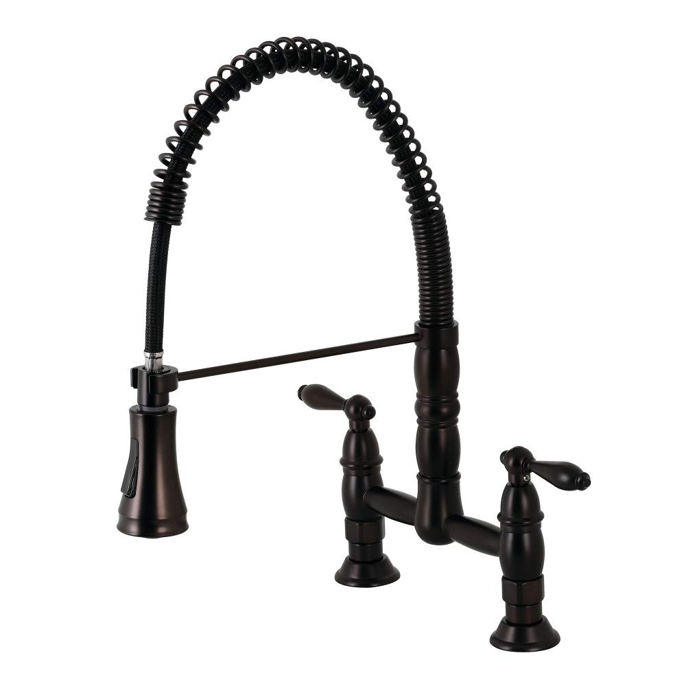 Kingston Brass GS1275AL Heritage Pull-Down Sprayer Kitchen Faucet, Oil Rubbed Bronze