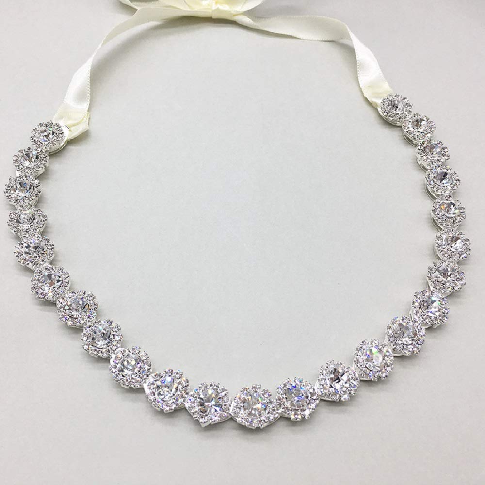 Crystal Wedding Headband Bridal Headpiece Hair Jewelry for Brides and Bridesmaids Silver