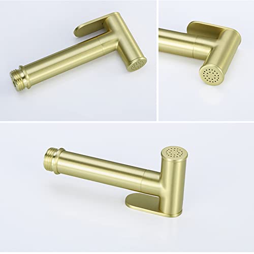 MINJING Concealed Handheld Bidet Sprayer Kit Brushed Gold Hot and Cold Hand Held Sprayer Toilet Attachment with Shower Hose Bathroom Toilet Bidet Mixer Spray Kit,B